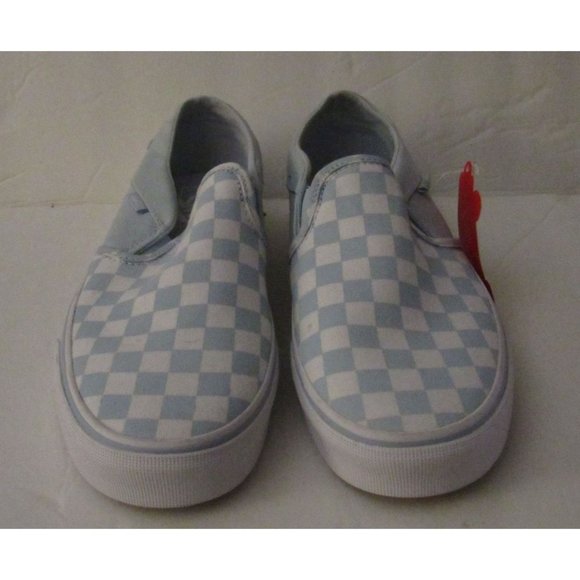 Vans | Shoes | Vans Blue White Signature Checkerboard Print Slipon ...